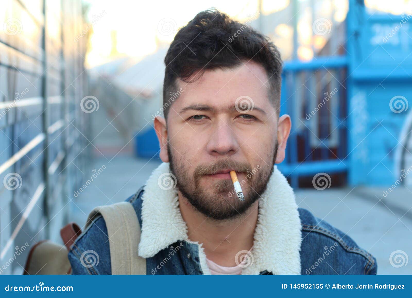 Bearded Man Smoking a Cigarette Stock Image - Image of nicotine, macho ...