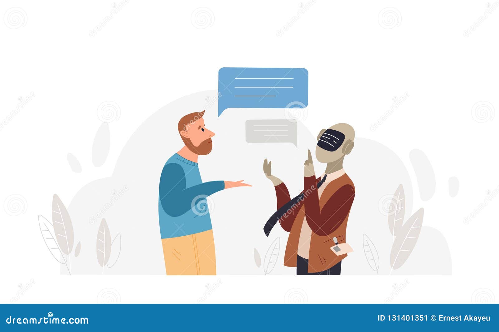 Conversation With Chatbot, Help Of Robot Sitting At Laptop To Type ...