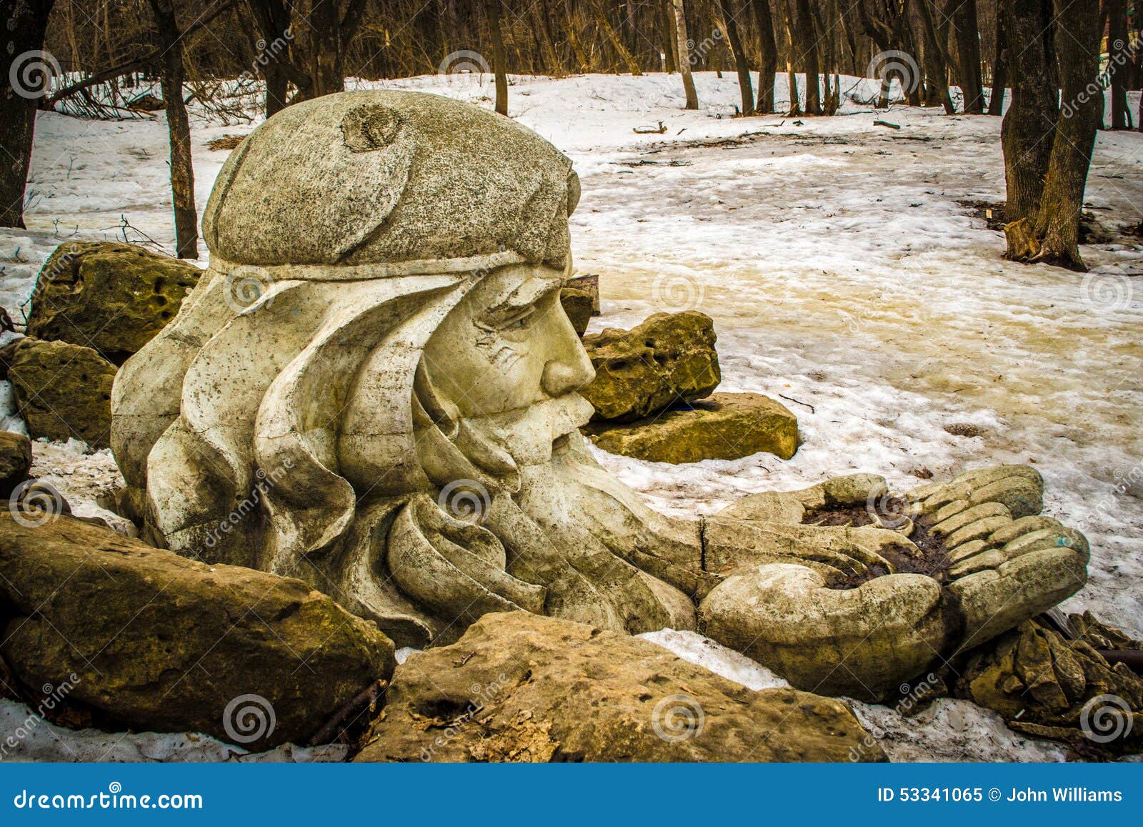 Bearded Man Statue Forest stock image. Image of stone - 53341065