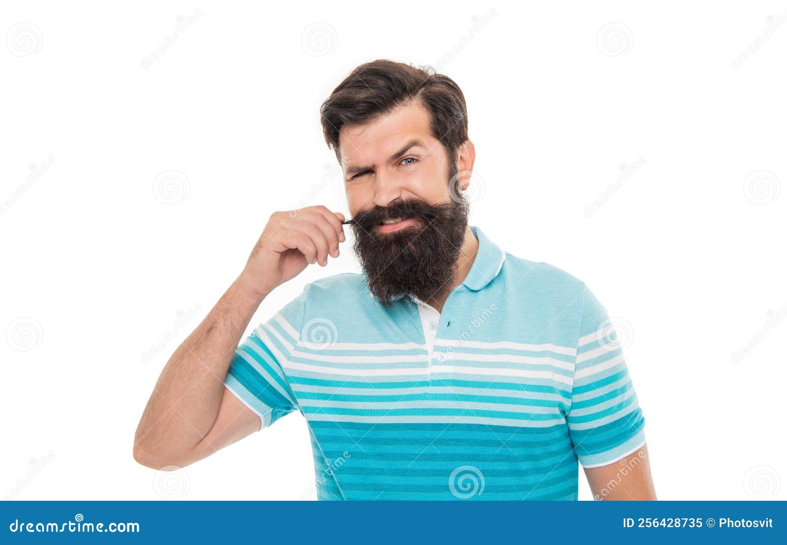 Bearded Man Twisting Moustache. Unshaven Man with Long Beard and ...