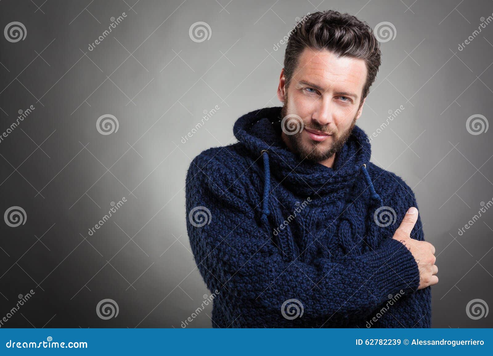 Bearded Man Wearing Blue Sweater Stock Image - Image of blue, model ...