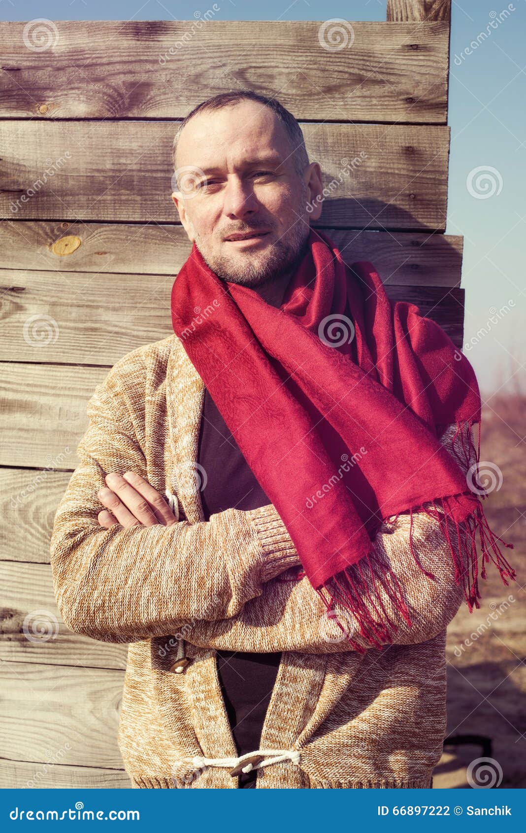 Bearded man in windy day. stock photo. Image of person - 66897222