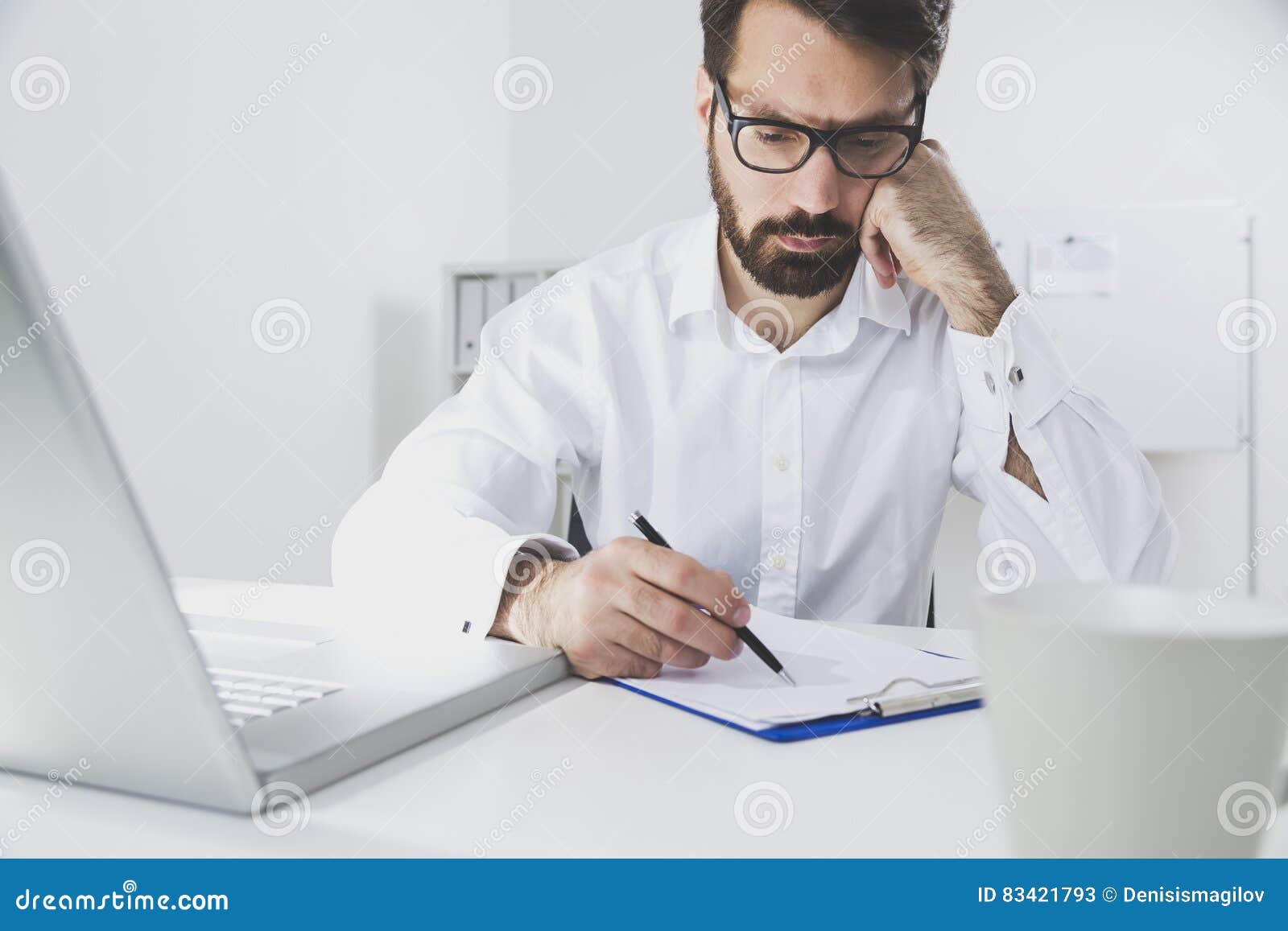 Bearded Mathematician at Work Stock Image - Image of computer ...