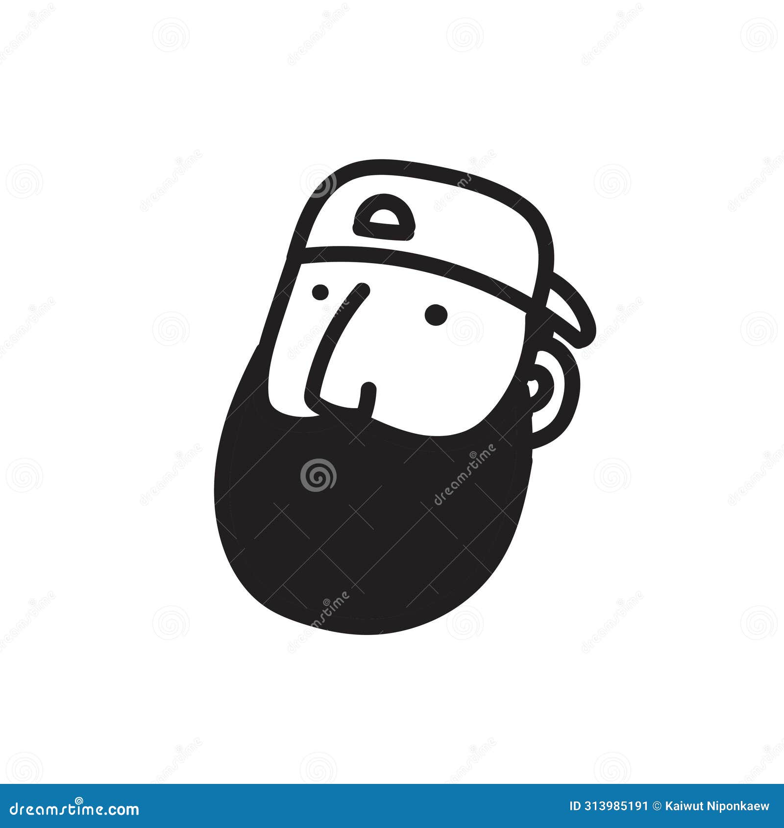 Bearded Men in a Baseball Cap Icon Stock Vector - Illustration of ...