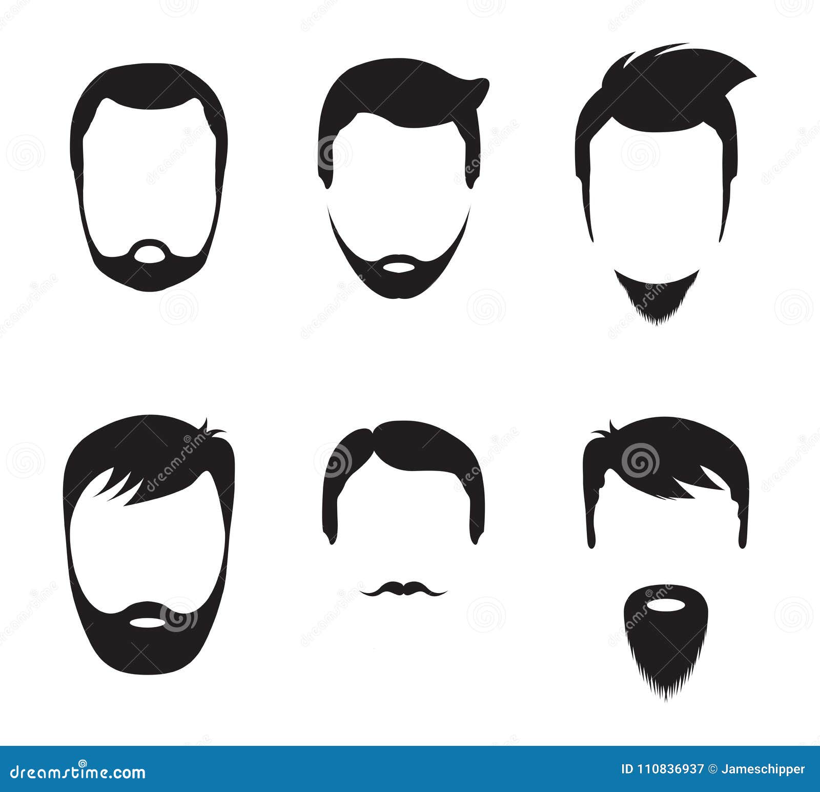 Bearded Men Icon, Beard Symbol Design, Facial Hair Illustration Cartoon ...