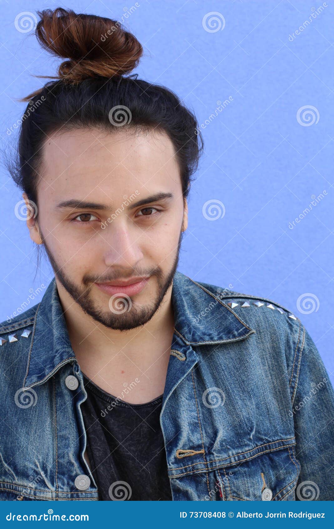 Bearded Modern Man with Man Bun. Stock Photo - Image of bearded, head ...