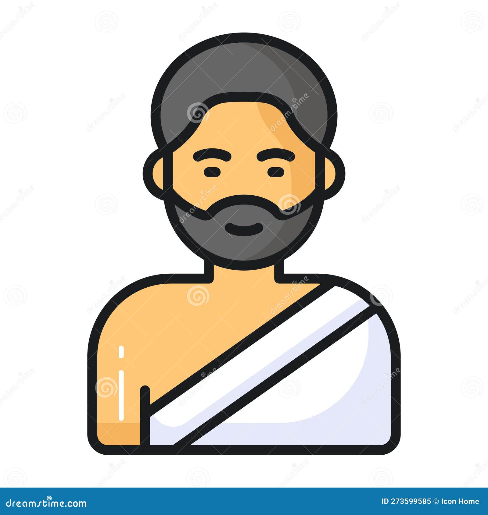 A Bearded Muslim Man Wearing Ihram To Perform Umrah. Easy To Use Vector ...