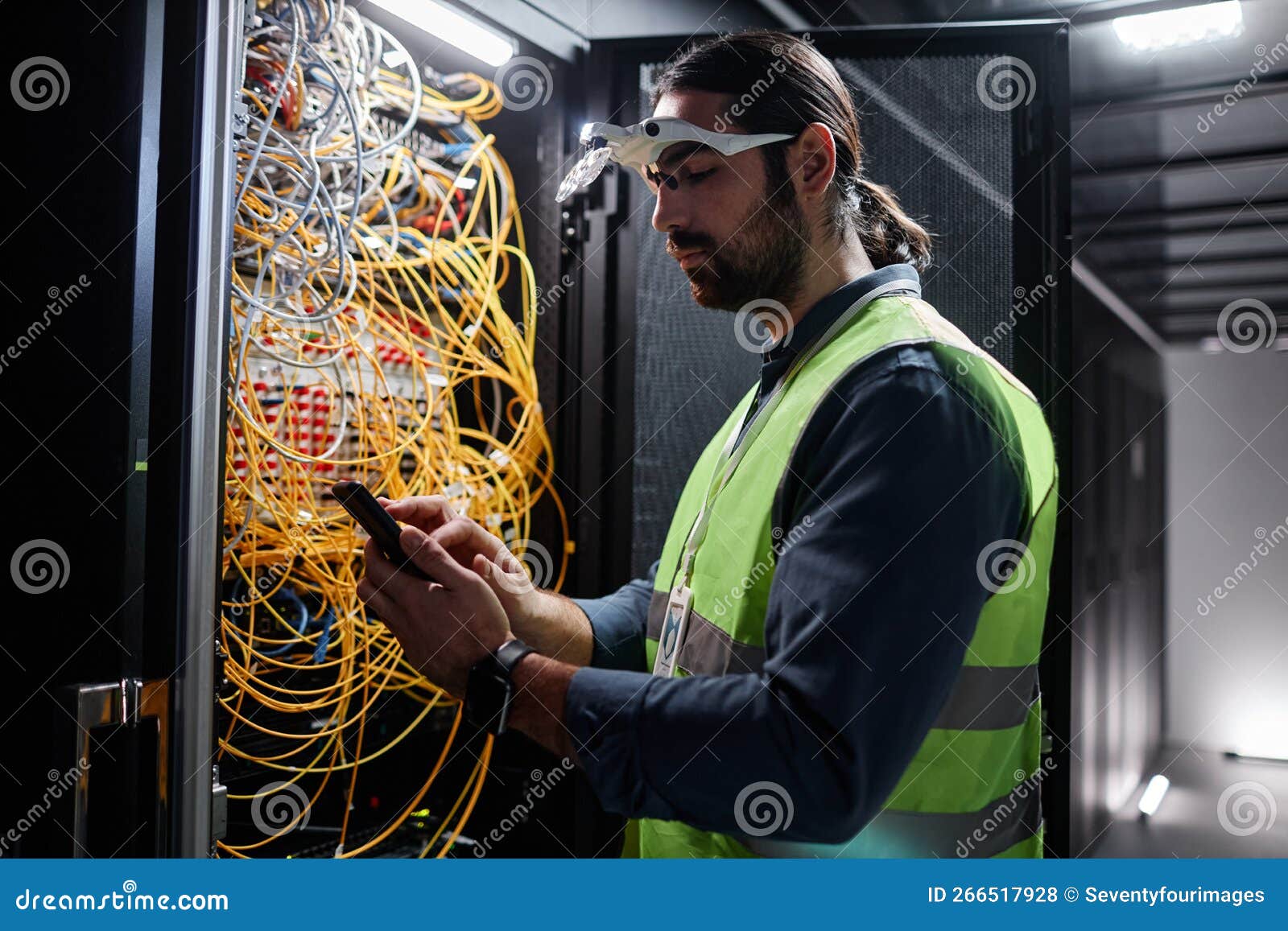 Bearded Network Technician Repairing Servers in Data Center Stock Photo ...