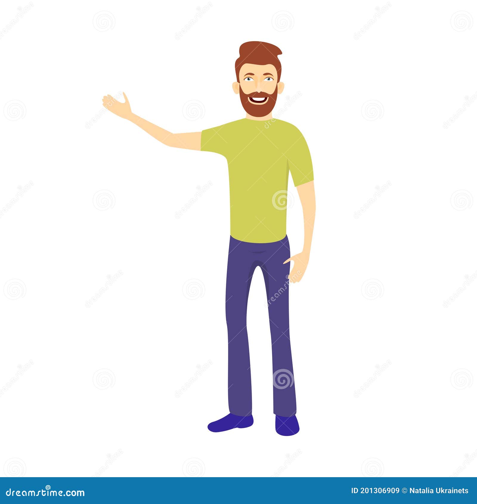 Bearded Person Showing His Long Facial Hair Or Beard, Vector Cartoon ...