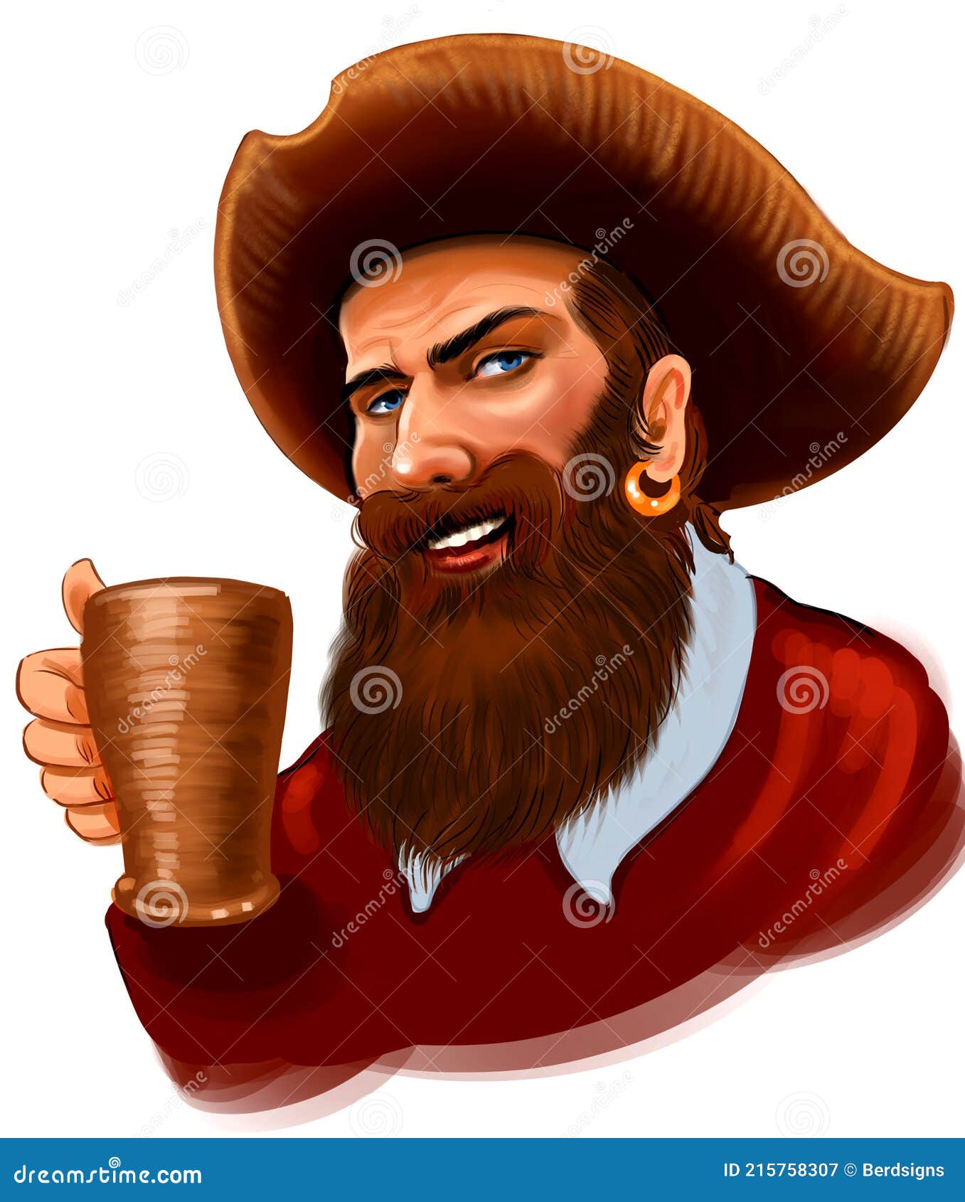 Drinking Pirate Cartoon Vector | CartoonDealer.com #7399129