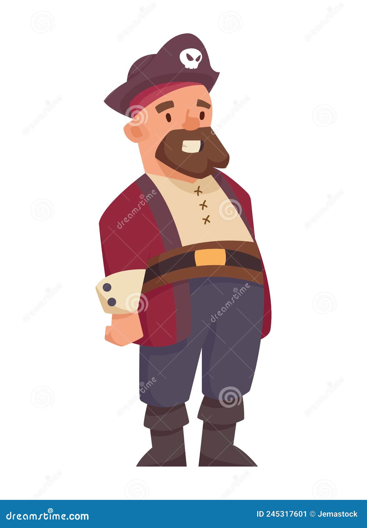 Bearded pirate standing stock vector. Illustration of male - 245317601