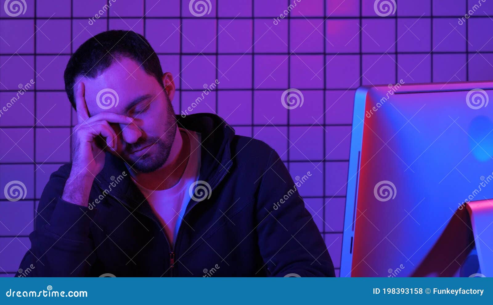 Bearded Programmer Hacker Waiting for Program To Process. Tired Stock ... Bearded Programmer Hacker Waiting for Program To Process. Tired Stock ...