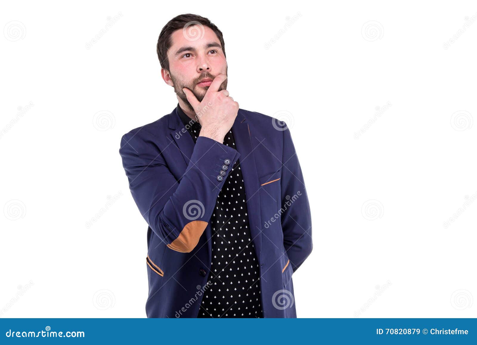 Bearded Puzzled Man in Blue Jacket Stock Image - Image of business ...