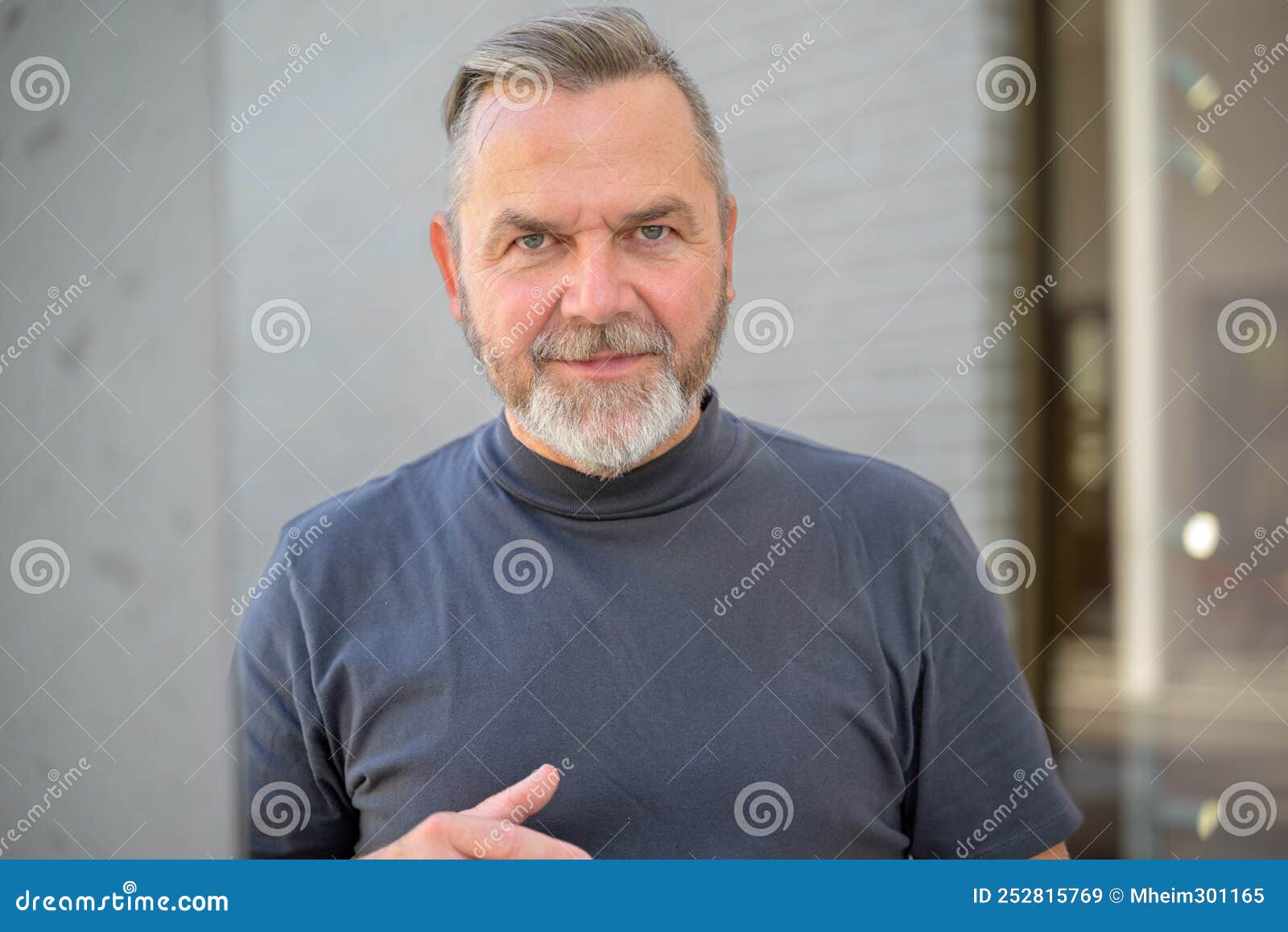 Bearded Senior Man Staring Intently at the Camera Stock Image - Image ...