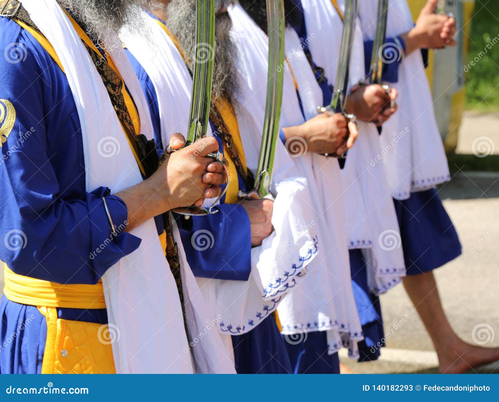 Sikh Men with Swords in the Hands Stock Image - Image of khalsa, pyare ...