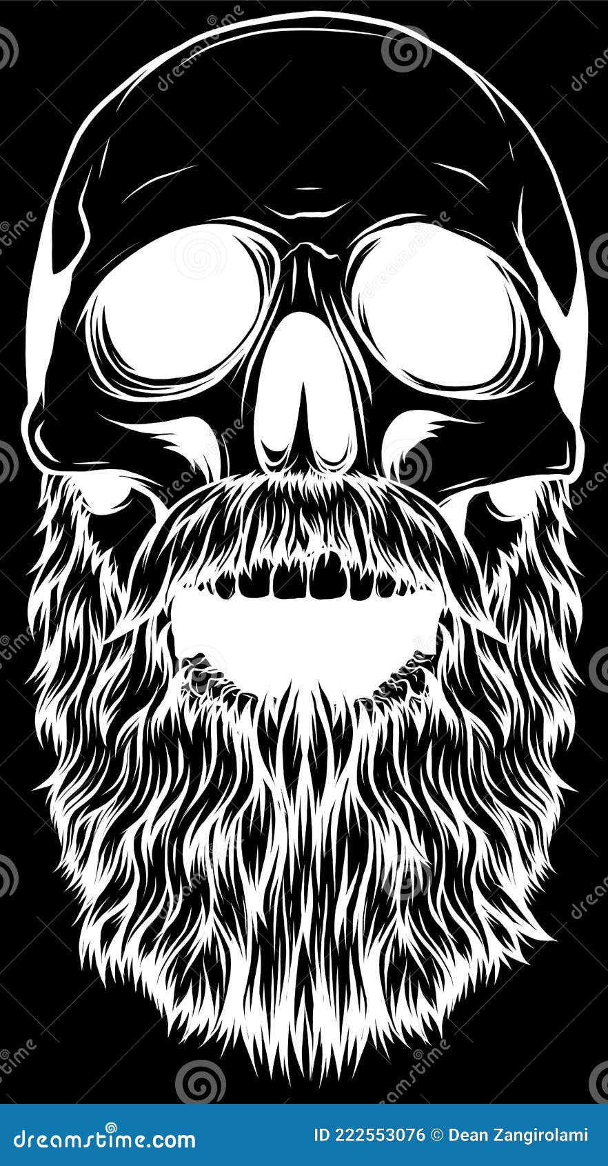 Human Skull with Beard Vector Illustration Design Stock Vector ...