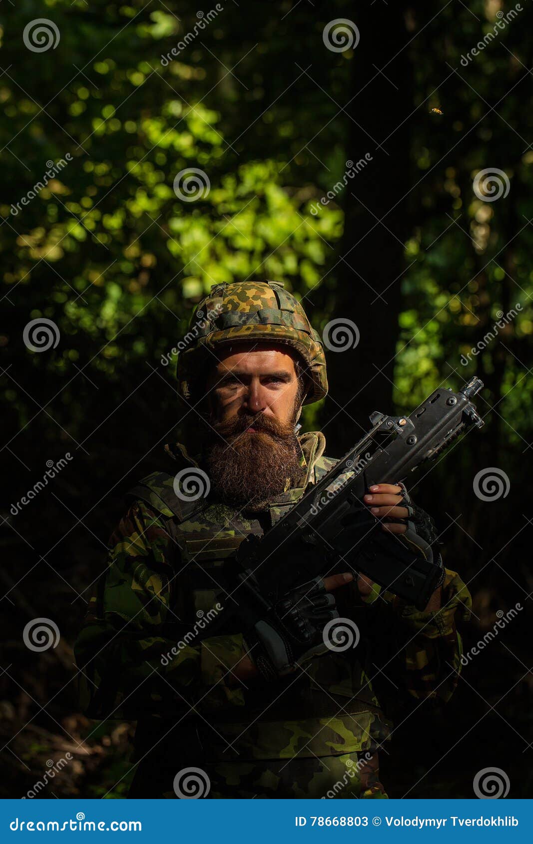 Bearded Soldier in the Forest Stock Image - Image of armor, beard: 78668803