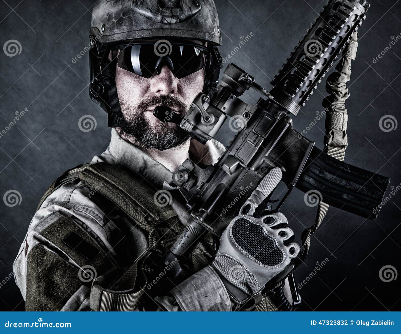 Bearded Special Forces Soldier Stock Photo - Image of rifle, american ...