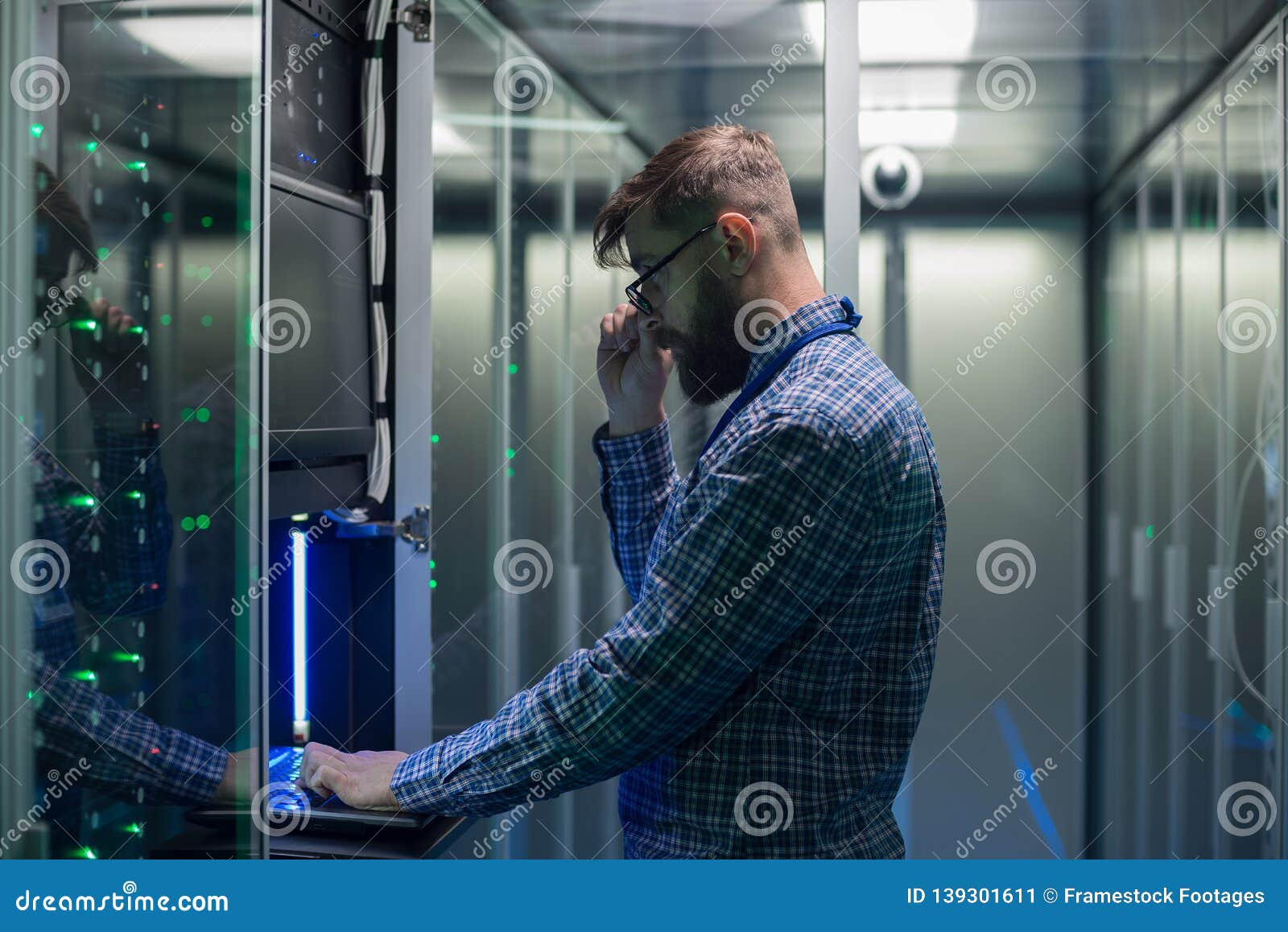 Bearded it Specialist Setting Servers in Data Center Stock Image ... Bearded it Specialist Setting Servers in Data Center Stock Image ...