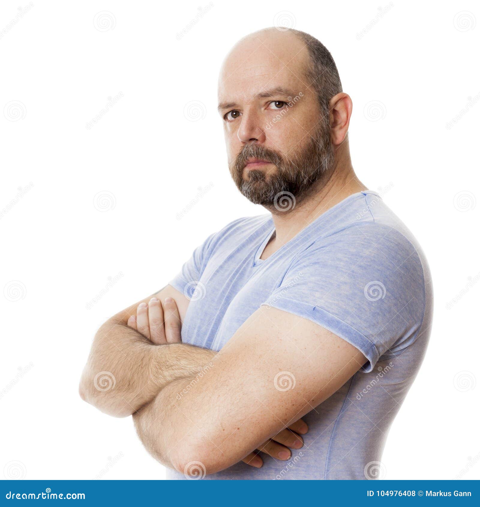 Bearded Strong Man Portrait Stock Photo - Image of blue, face: 104976408