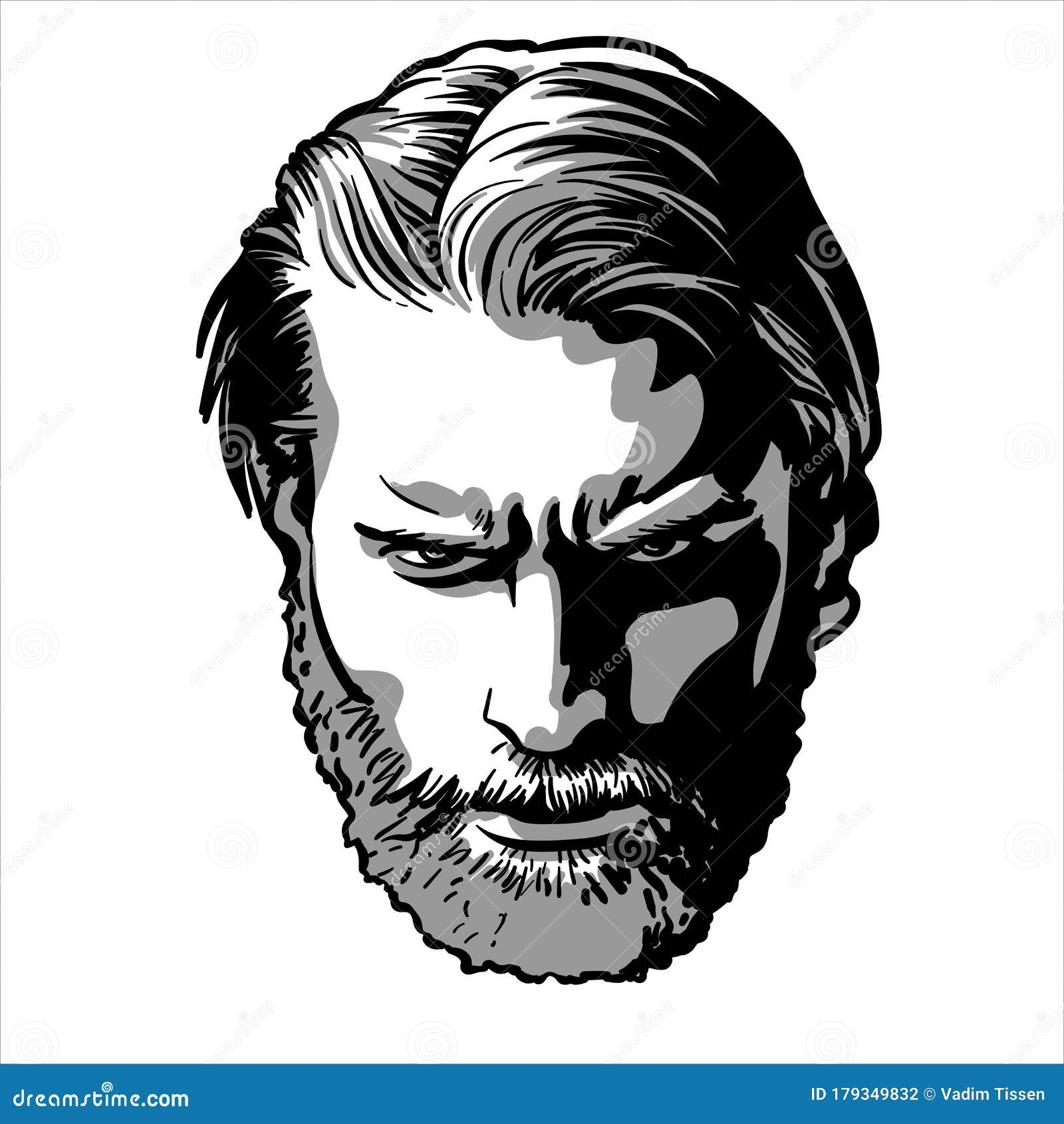 Bearded Stylish Man Portrait. Vector. Illustration Stock Vector ...