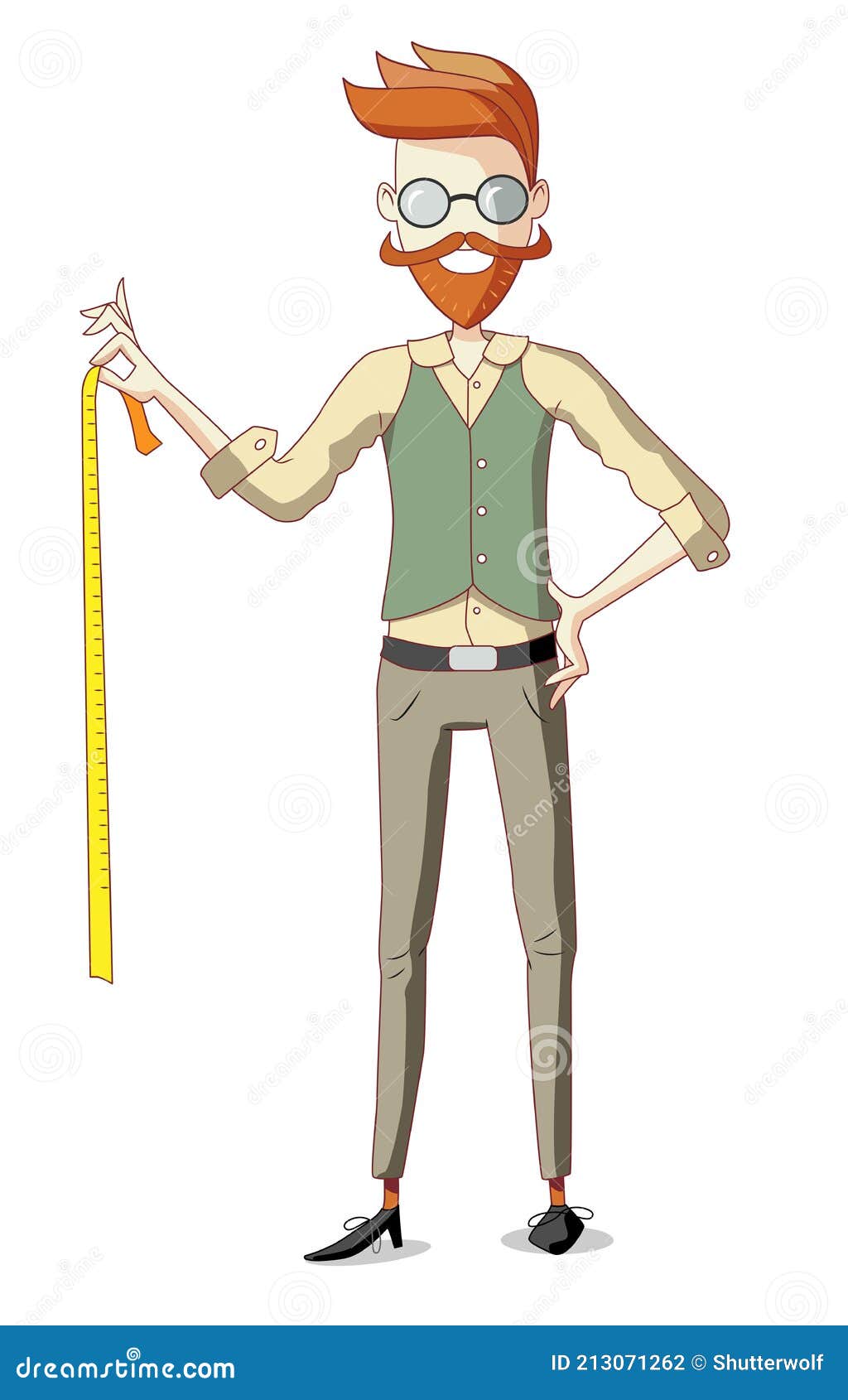 Bearded Tailor Holding Tape Measure Stock Vector - Illustration of ...
