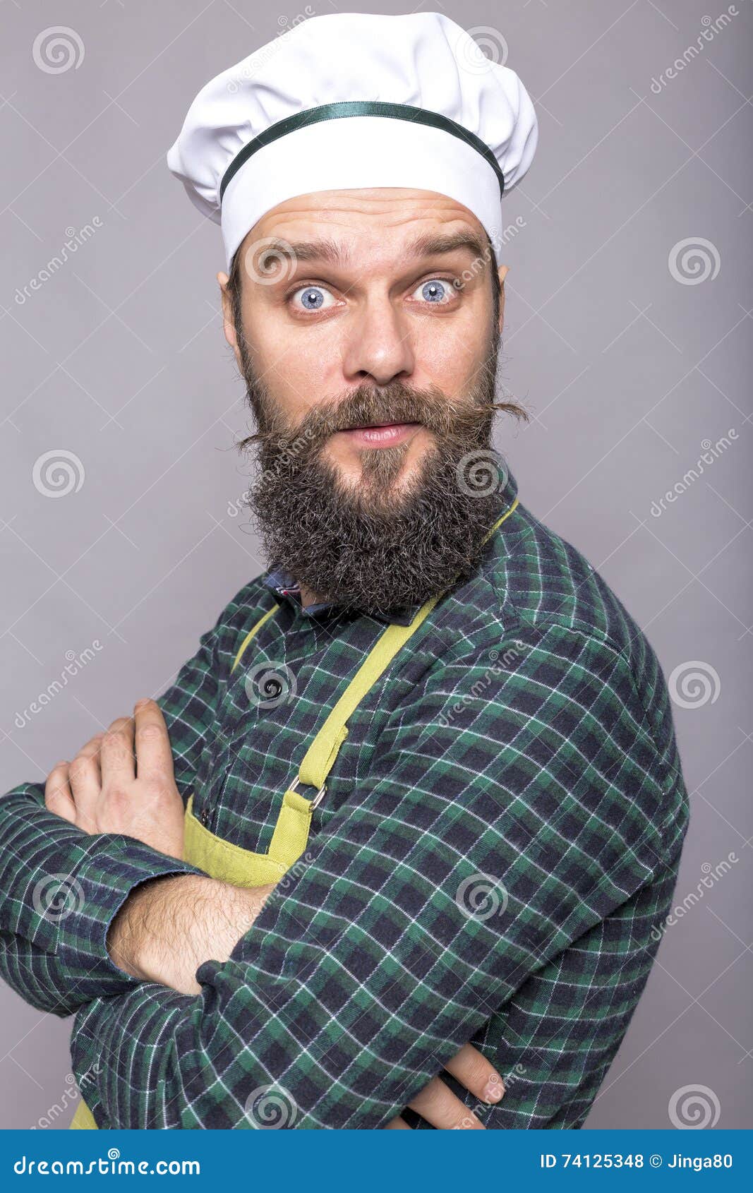 Bearded Young Chef with Surprised Expression Stock Photo - Image of ...