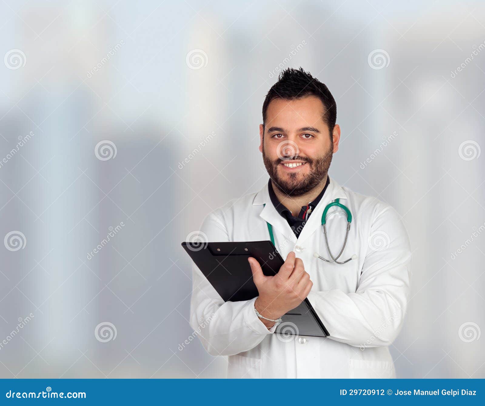 Bearded Young Doctor in the Hospital Stock Photo - Image of ...