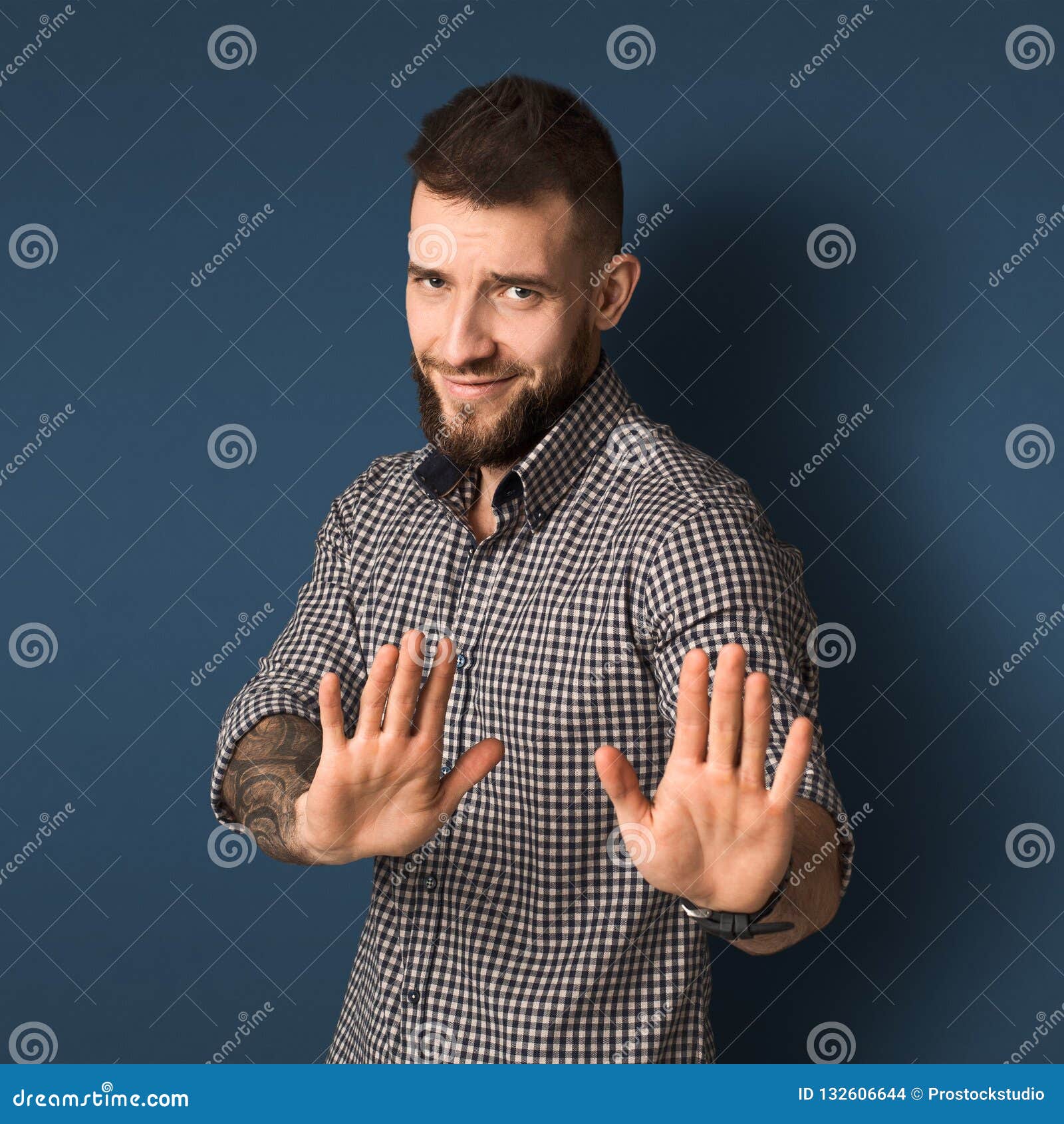 Bearded Young Man Expressing Refuse Stock Photo - Image of emotion ...