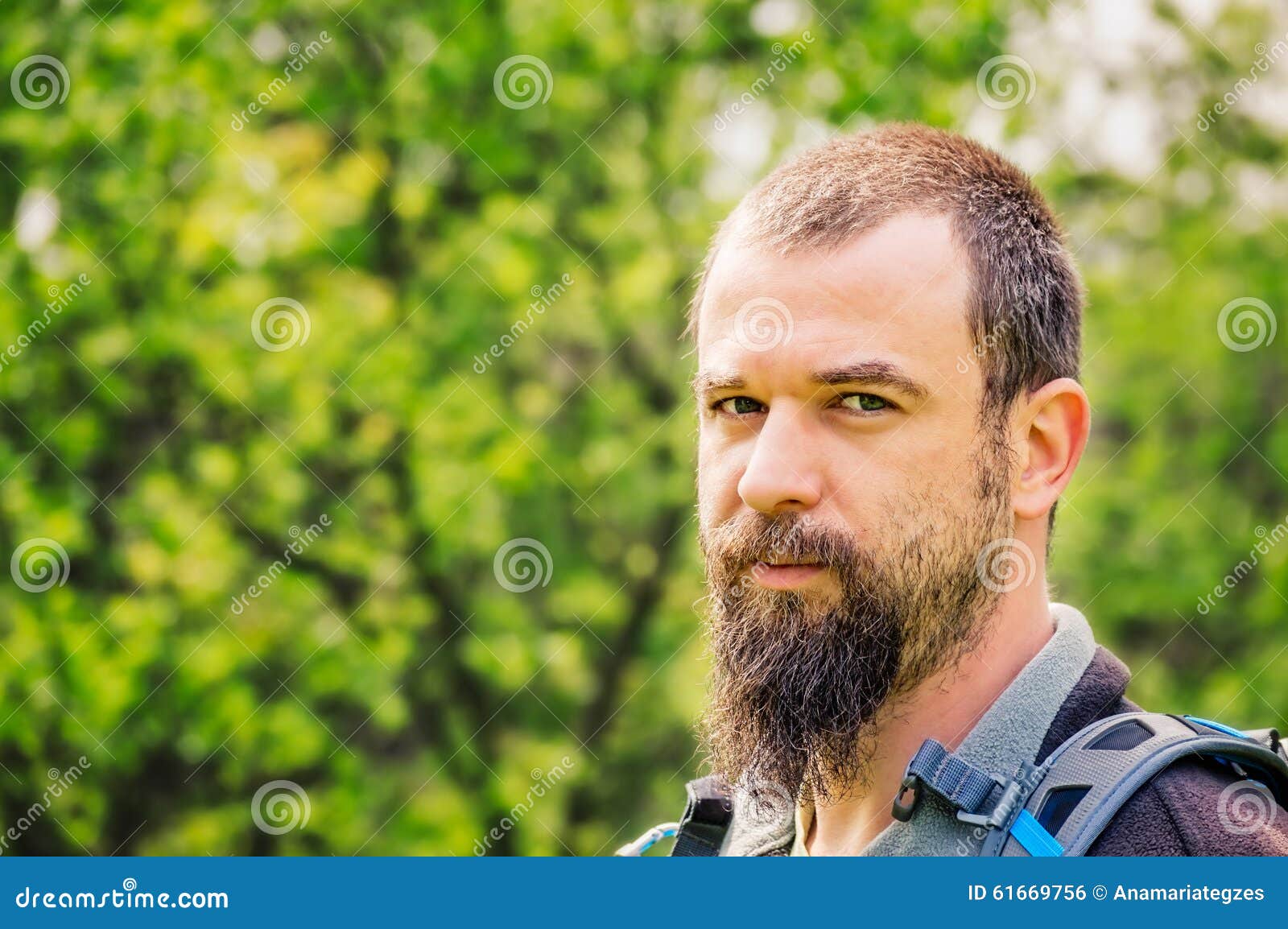 Bearded Young Man Portrait stock photo. Image of outdoor - 61669756