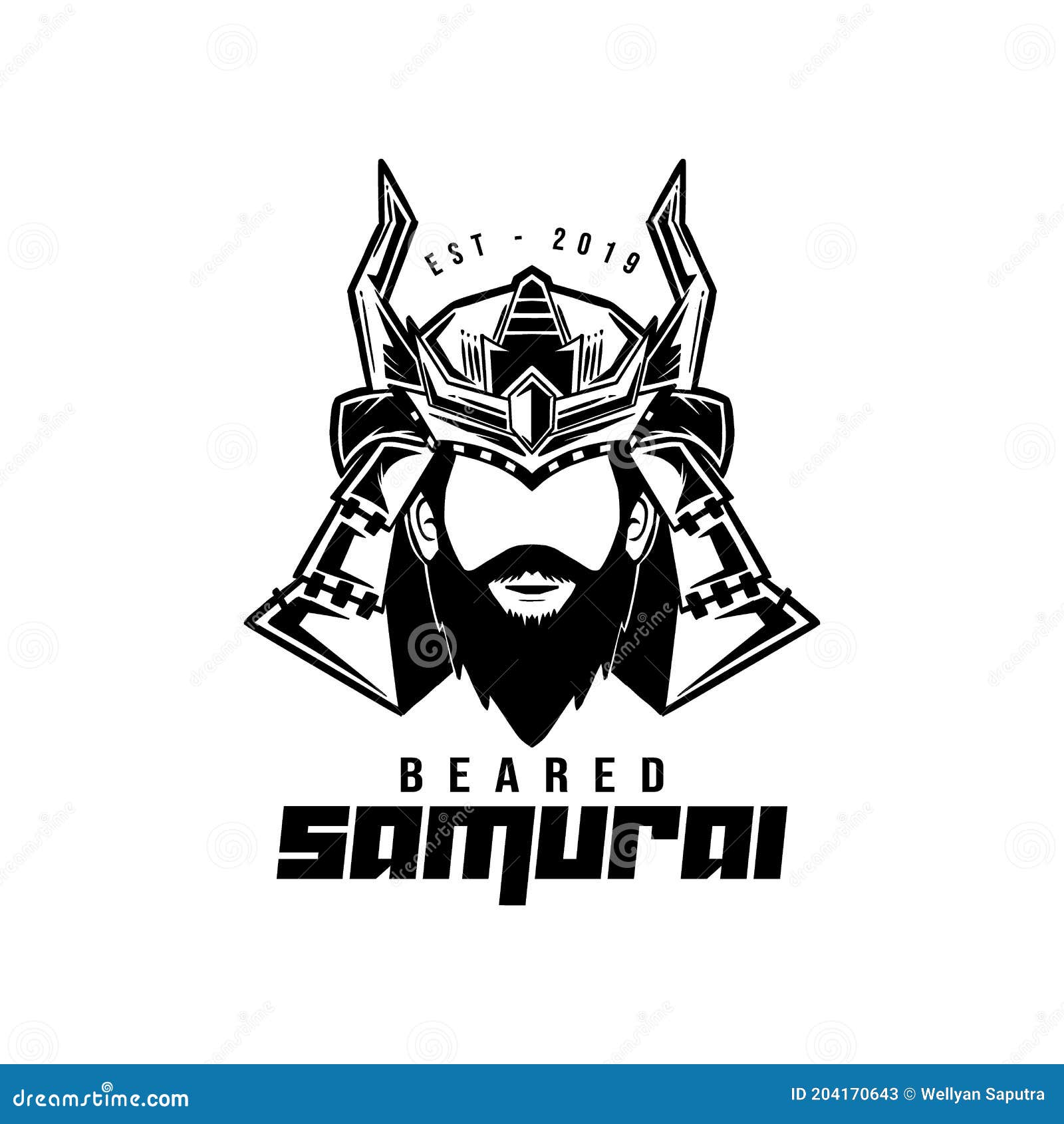 Samurai Logo. Ronin Samurai Helmet Logo Design Vector Royalty-Free ...