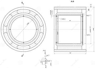 Bearing Sketch. Engineering Drawing Stock Vector - Illustration of ...