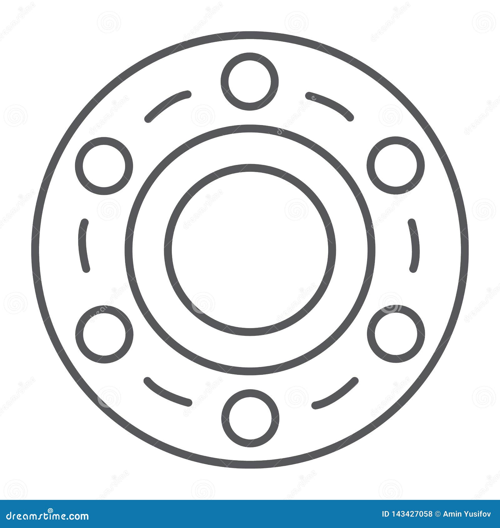 Bearing Thin Line Icon, Car and Vehicle, Wheel Sign, Vector Graphics, a ...