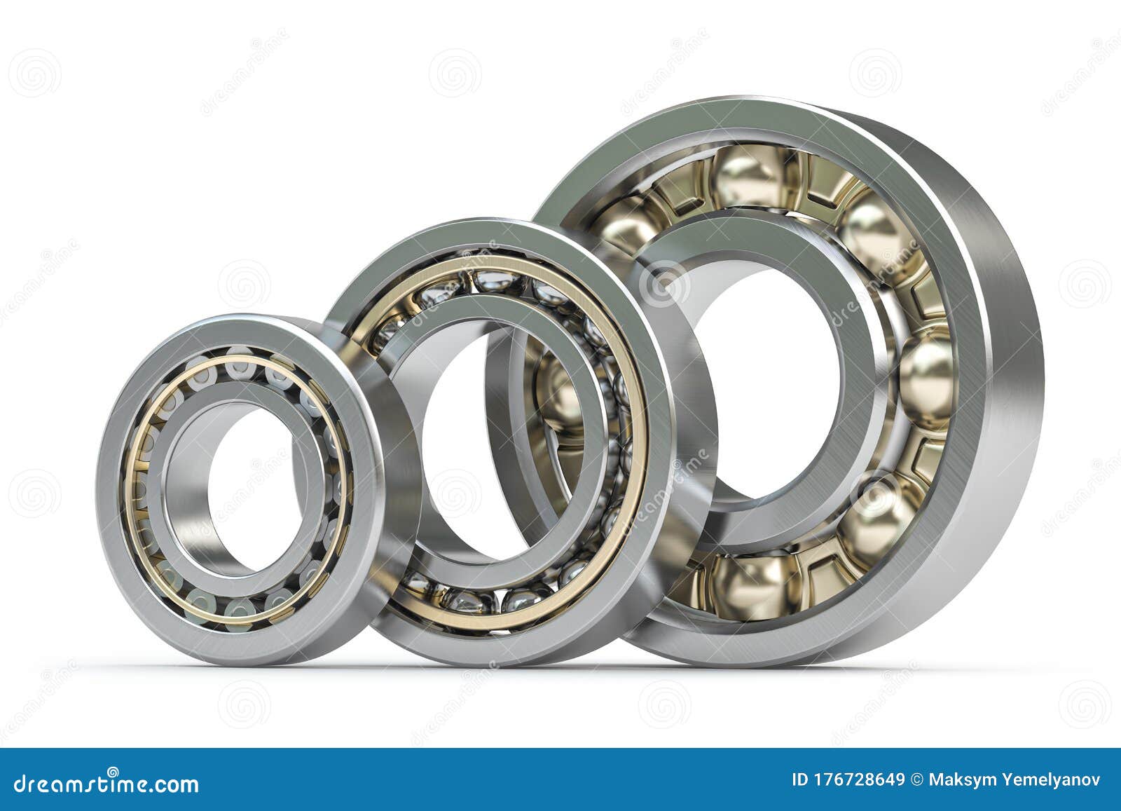 Bearings of Different Types Isolated on White Background Stock ...