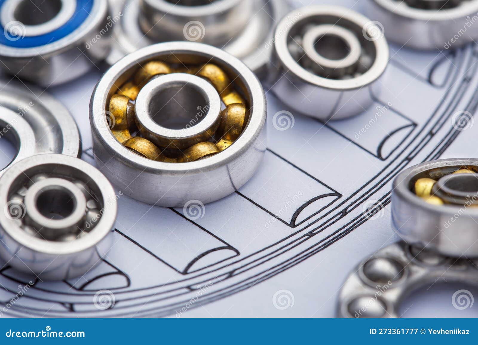 Bearings of Different Types, Micrometer, Caliper and Ruler on the ...