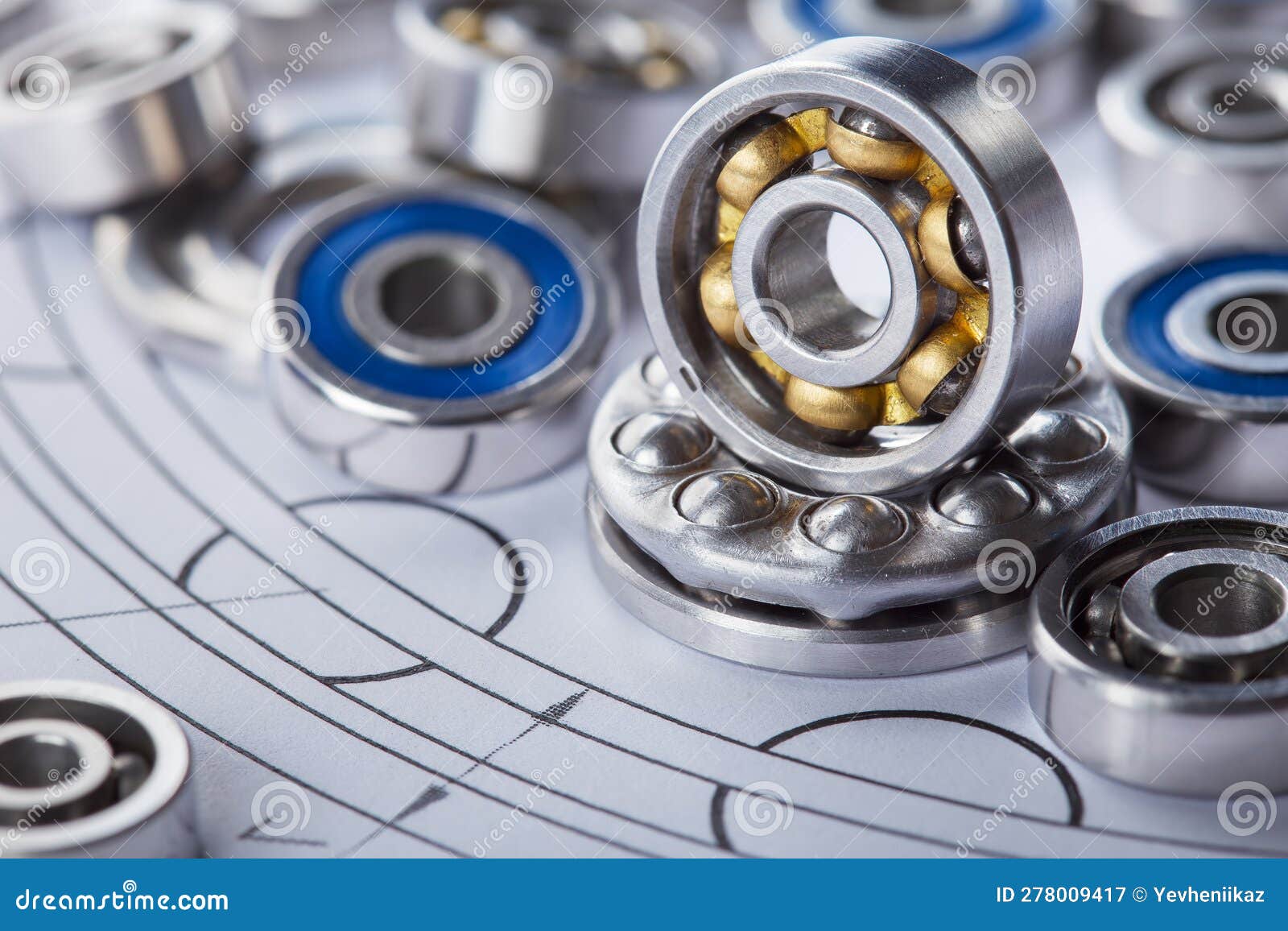 Bearings of Different Types, Micrometer, Caliper and Ruler on the ...