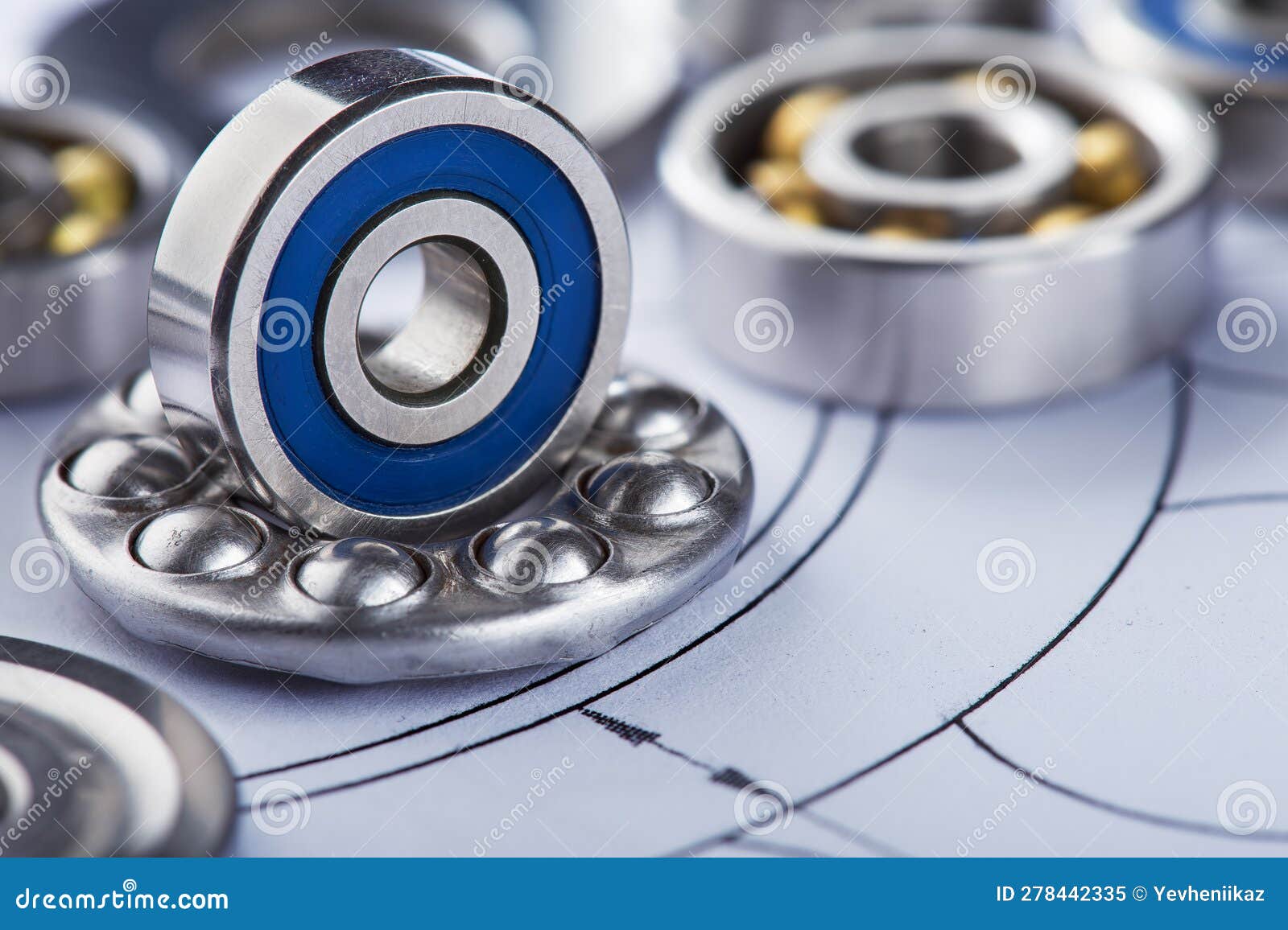 Bearings of Different Types, Micrometer, Caliper and Ruler on the ...