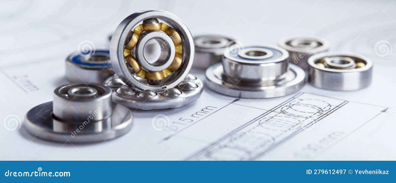 Bearings of Different Types, Micrometer, Caliper and Ruler on the ...