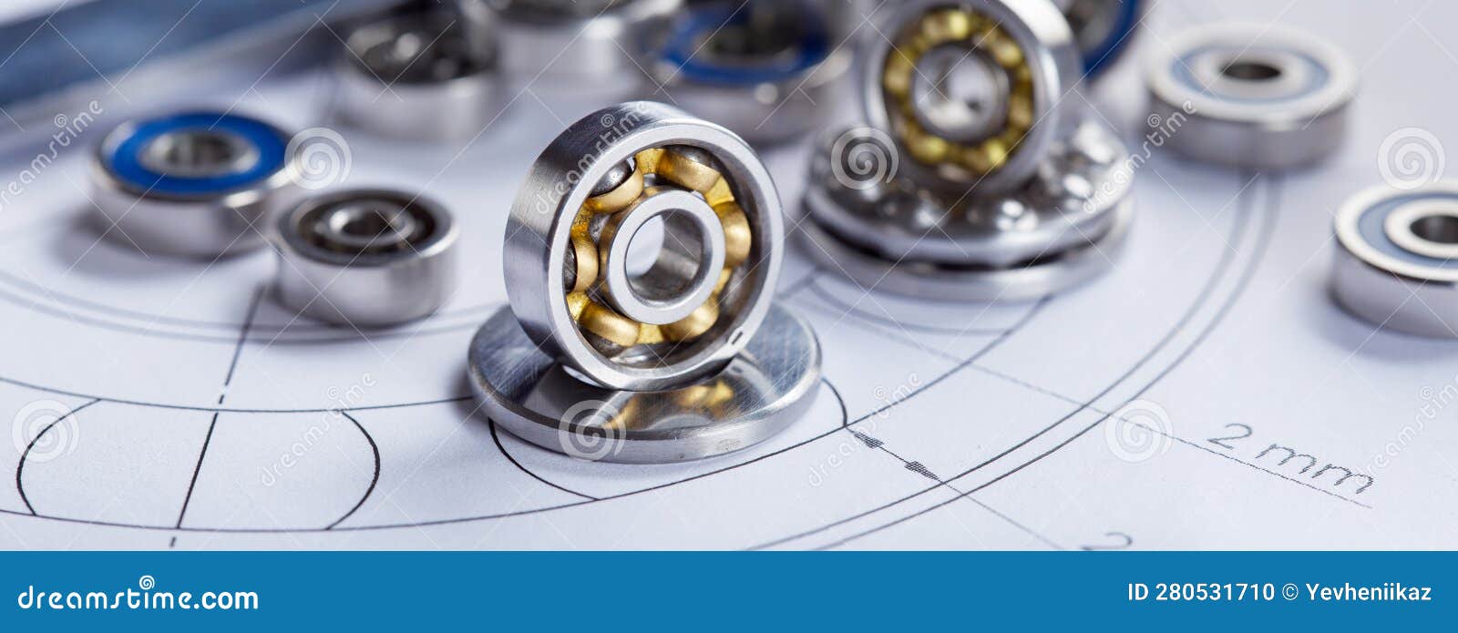 Bearings of Different Types, Micrometer, Caliper and Ruler on the ...