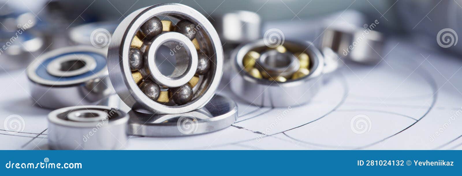 Bearings of Different Types, Micrometer, Caliper and Ruler on the ...