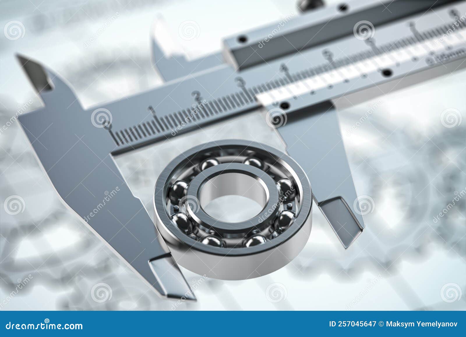 Bearings With Trammel On Technical Drawing Background. Engineeri Stock ...