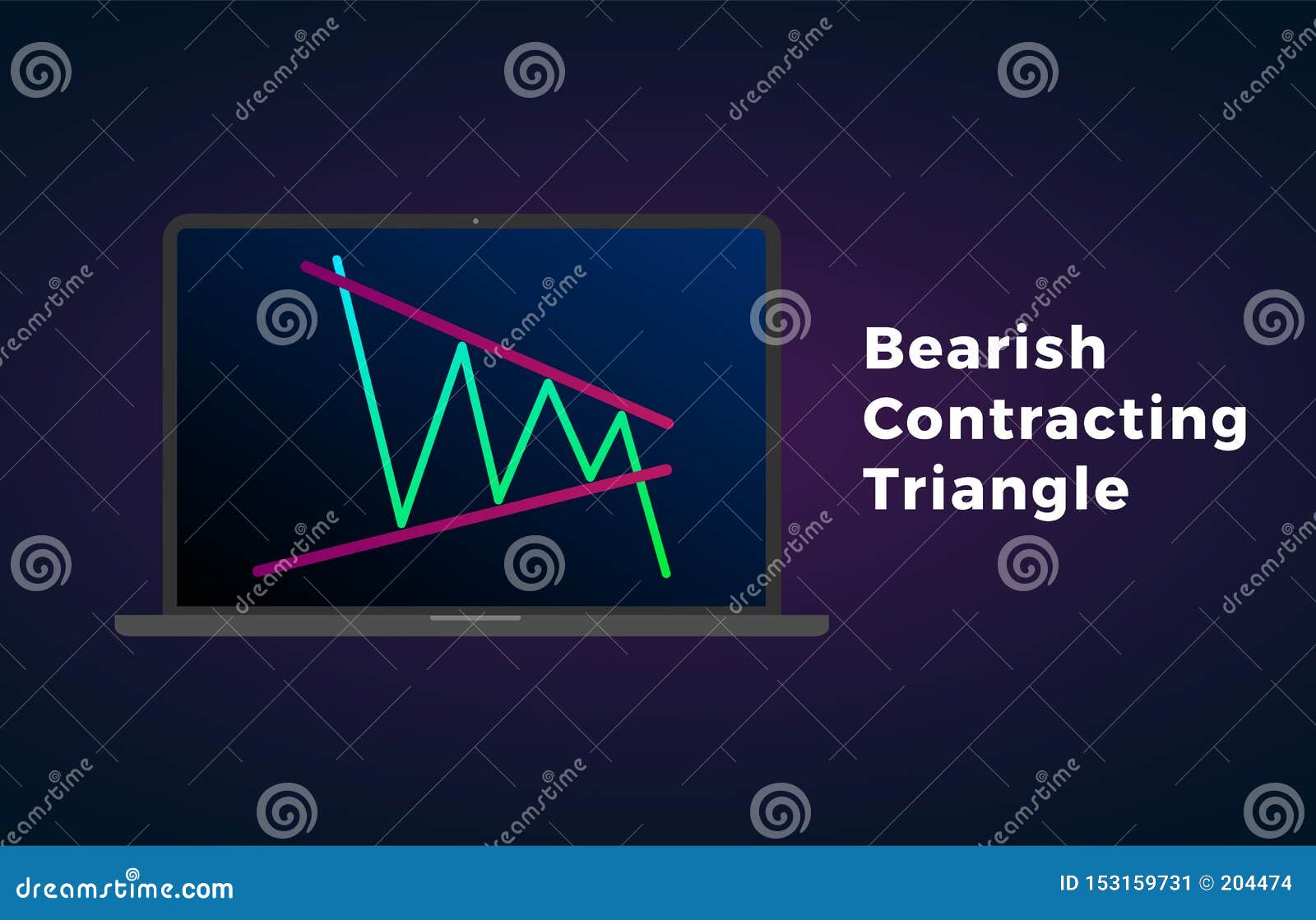 Bearish Contracting Triangle Pattern Figure Technical Laptop Analysis ...