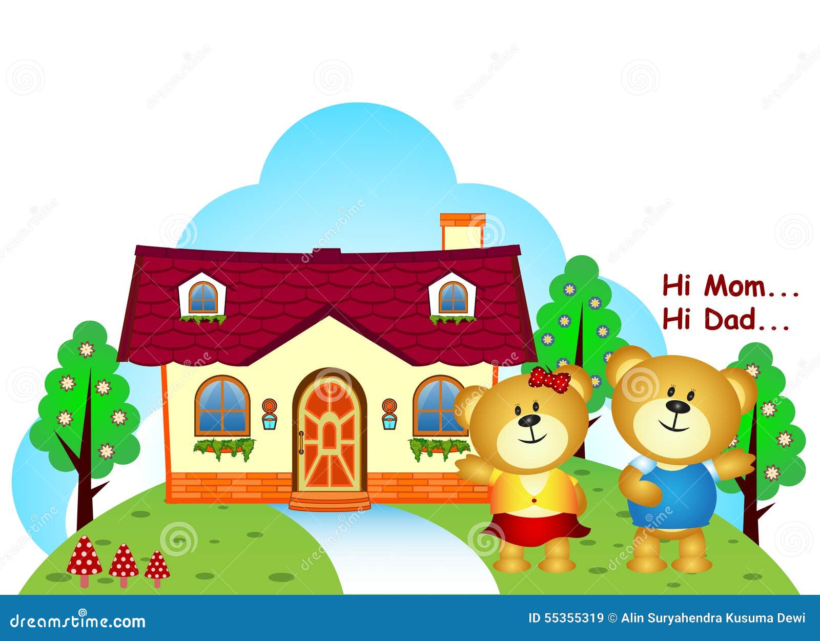 Bears Brothers Were in Front of Their Home Stock Vector - Illustration ...