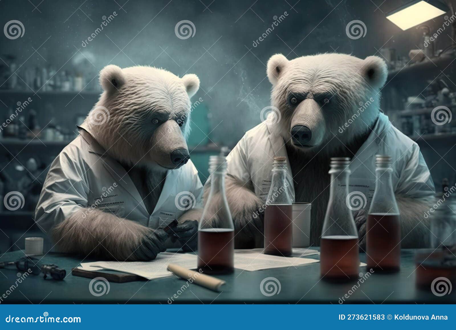 Bears Dressed As Scientists Experiment on Humans in a Lab, Created with ...