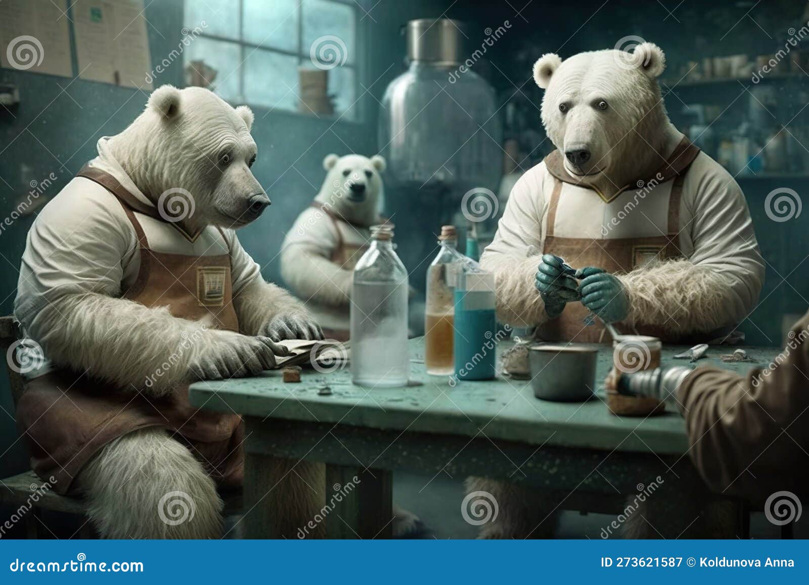 Bears Dressed As Scientists Experiment on Humans in a Lab, Created with ...