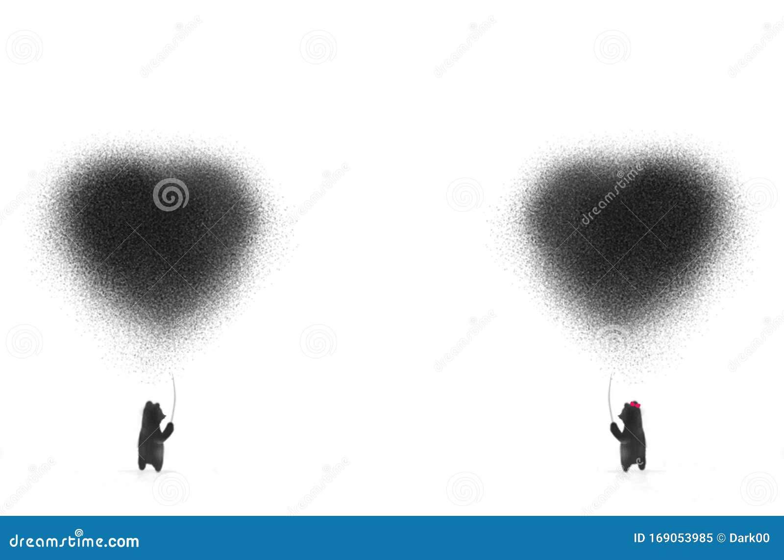 Bears and Hearts that Gradually Crumble into Dust02 Stock Illustration ...