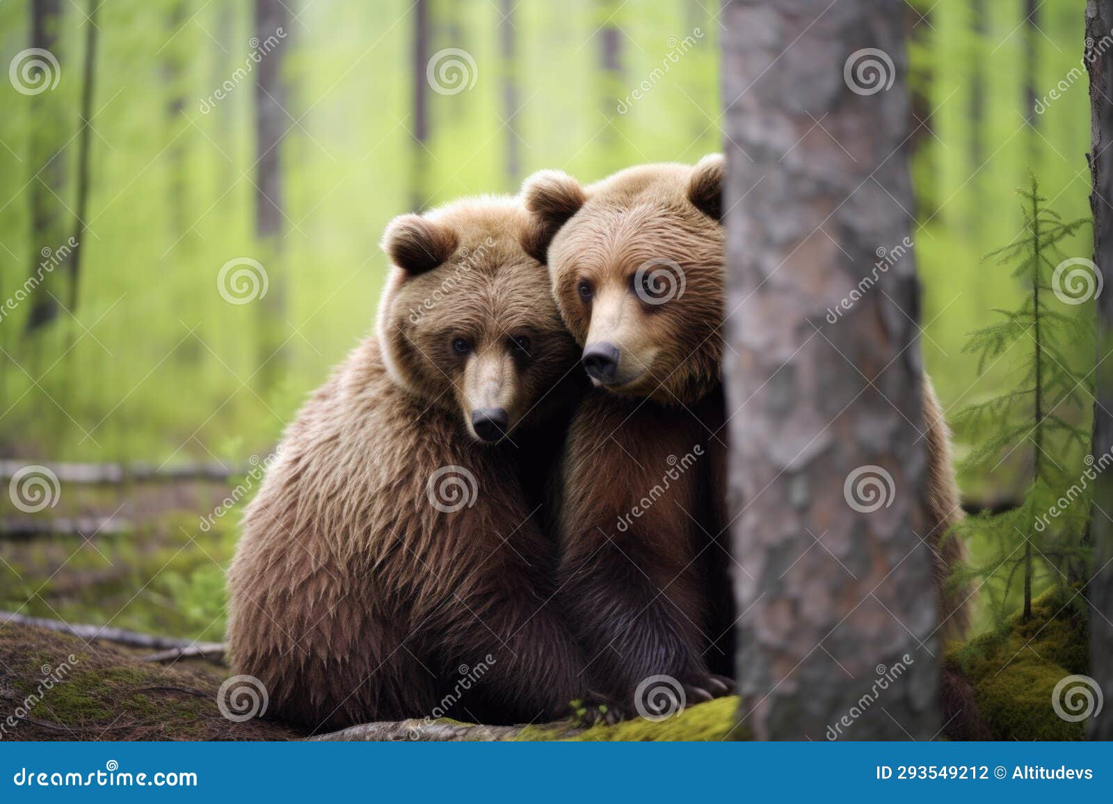 Bears Hugging in the Forest Show Closeness Stock Photo - Image of ...