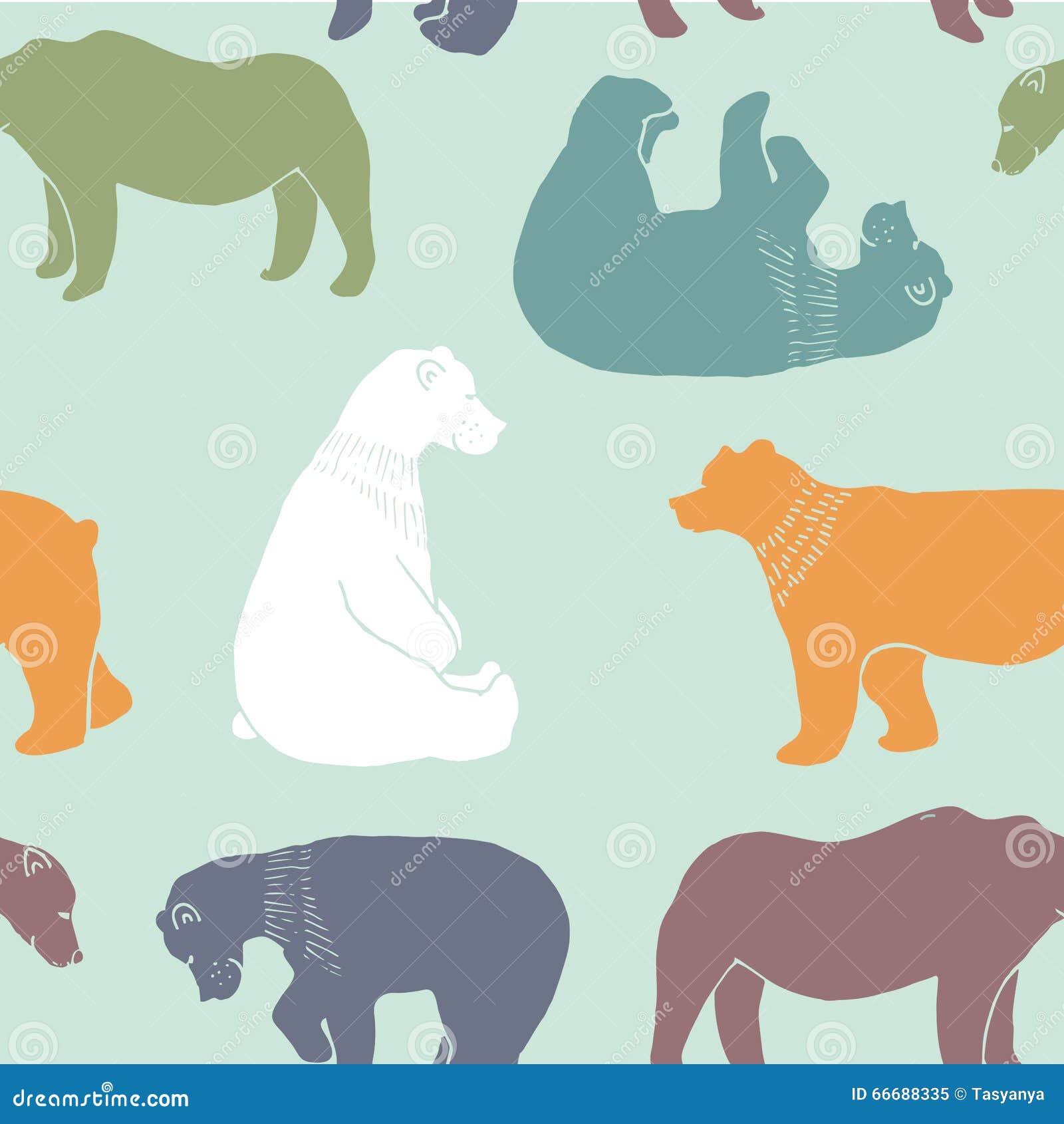 Bears pattern. stock vector. Illustration of arts, pattern - 66688335