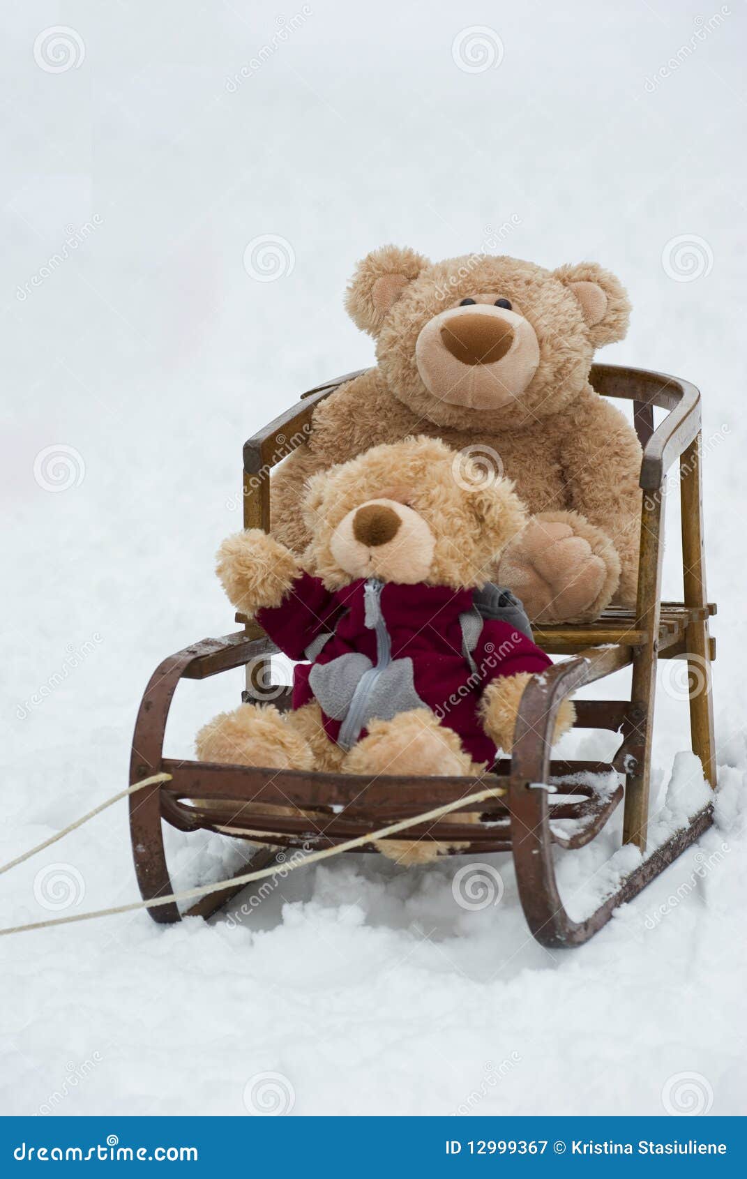 Bears in the sled stock image. Image of cold, retro, fabric - 12999367