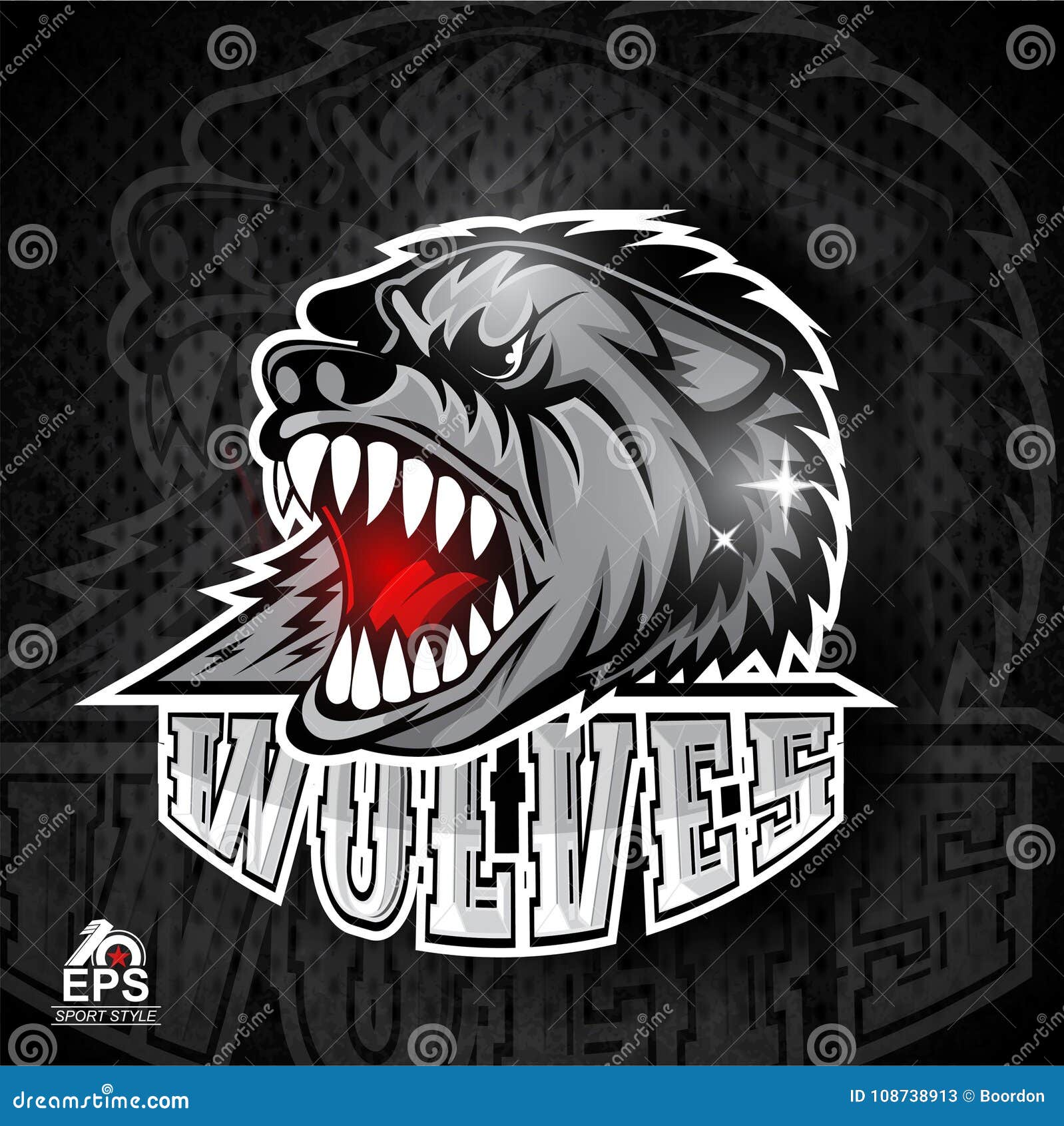 Set Of Beast Head With Bared Teeth Isolated On White. Black On White ...